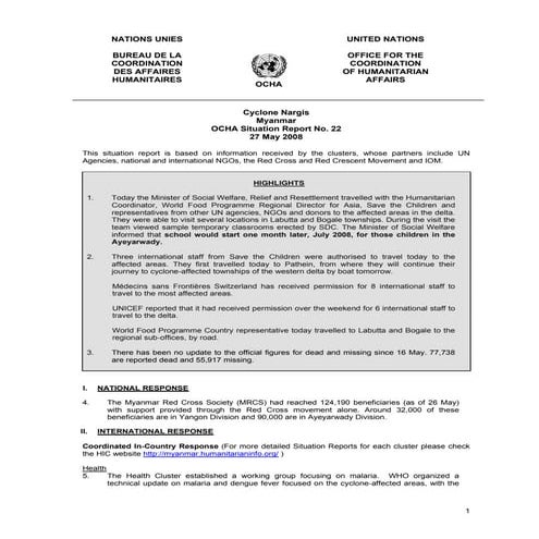 Cyclone Nargis and ASEAN: Promoting a Regional Mechanism in Disaster ...