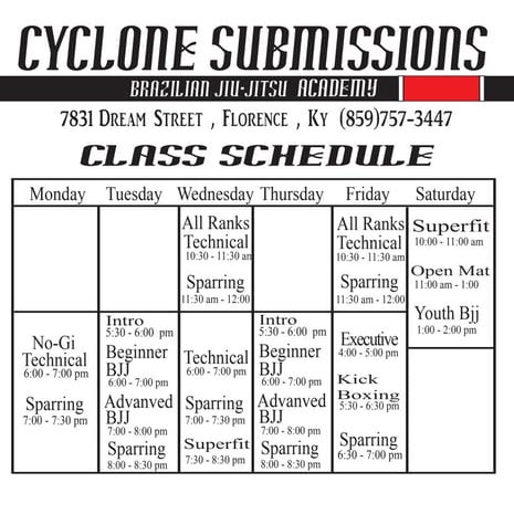 Cyclone Subs Schedule | PDF