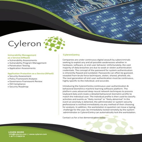 CyleronCentry - Deep Learning Cybersecurity Software Solution | PDF