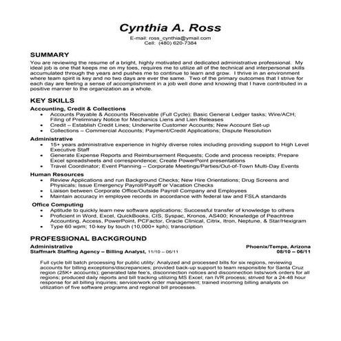 Cynthia A Ross Resume | DOC