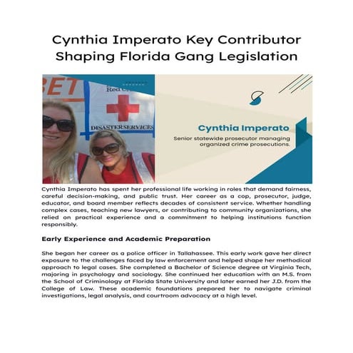 Cynthia Imperato Key Contributor Shaping Florida Gang Legislation | PDF