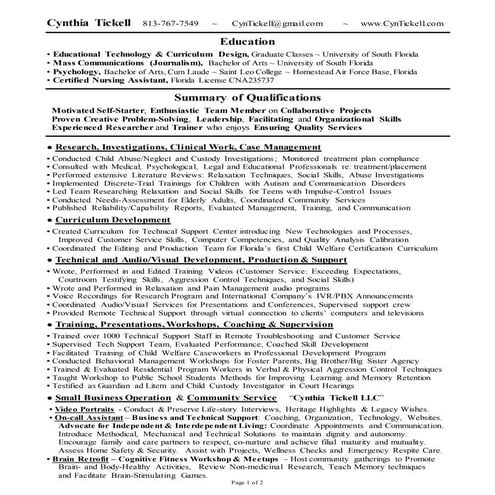 Cynthia Tickell - Resume 2018 | PDF