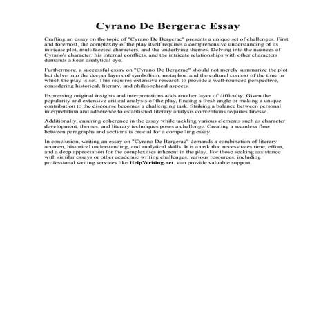 Cyrano De Bergerac Essay | PDF