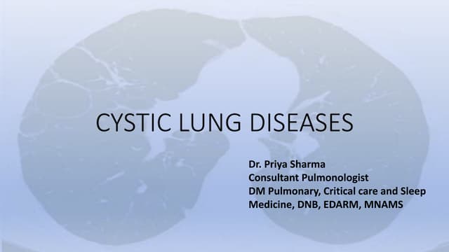 Differential diagnosis of pulmonary cyst: 1. Bullous Emphysema. 2 ...