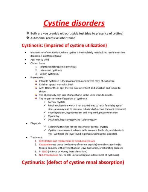 Cystinosis | PPT | Eye and Vision Conditions | Diseases and Conditions