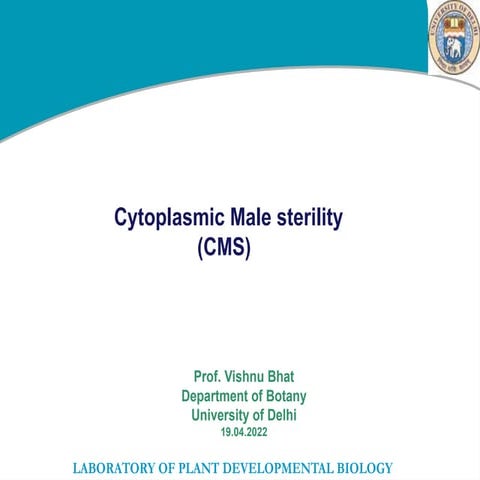 Cytoplasmic Male Sterility.pptx cytogenetics | PPTX