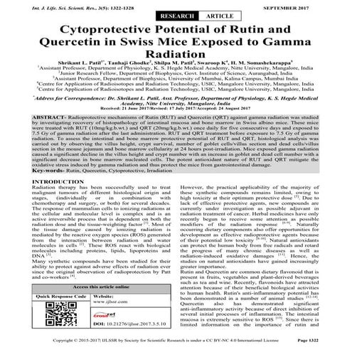 Cytoprotective Potential Of Rutin And Quercetin In Swiss Mice Exposed