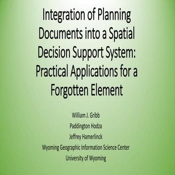 Gribb integration of planning documents into a spatial decision | PPT