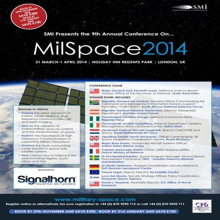 SMi Group's 9th annual MilSpace 2014 conference | PDF