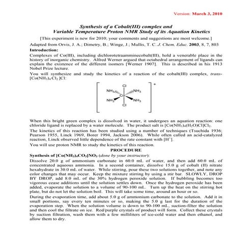 Preparation of tetraaminecopper(ii) sulphate complex | DOCX