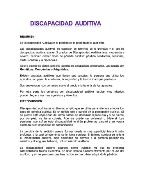 Discapacidad Auditiva Ppt
