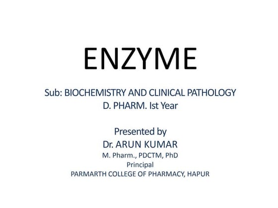 ENZYMES Unit-5 Biochemistry.pdf B.Pharm 2nd Semester | PPT