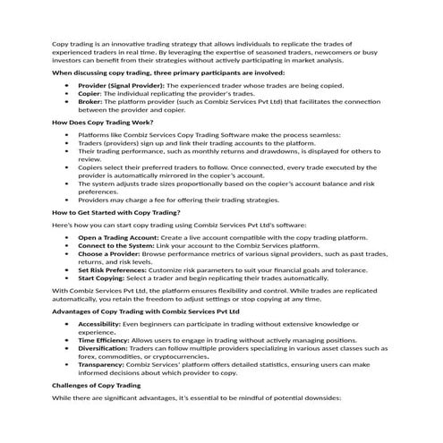 What is Copy Trading? A Beginner's Guide by Combiz Services | PDF