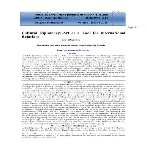 Cultural Diplomacy: Art as a Tool for International Relations (www.kiu ...
