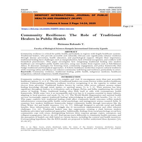 Community Resilience: The Role of Traditional Healers in Public Health ...