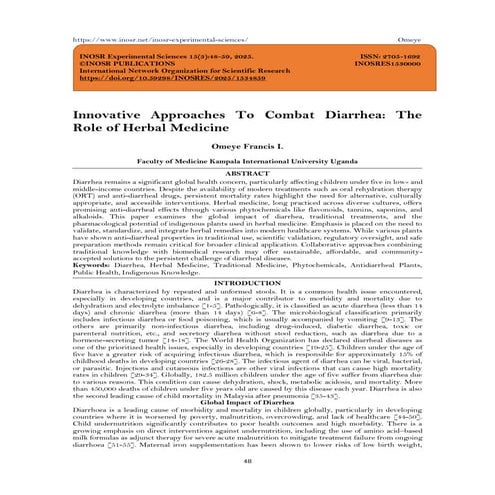 Innovative Approaches To Combat Diarrhea: The Role of Herbal Medicine ...