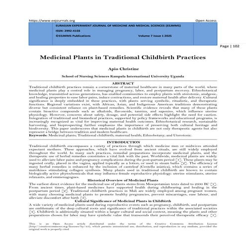 Medicinal Plants in Traditional Childbirth Practices (www.kiu.ac.ug) | PDF