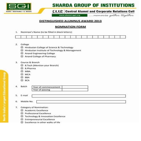 D.A.A. Nomination Form | DOCX