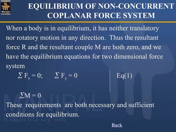 Engmech 06 (equilibrium of non_concurrent force system) | PDF