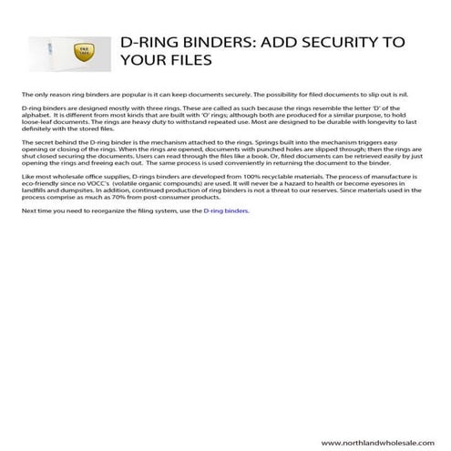D ring binders- add security to your files | PDF