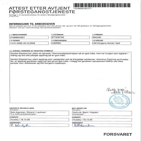 Attest 3 førstegangstjeneste 2008 | PDF