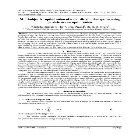 Multi-objective optimization of water distribution system using ...