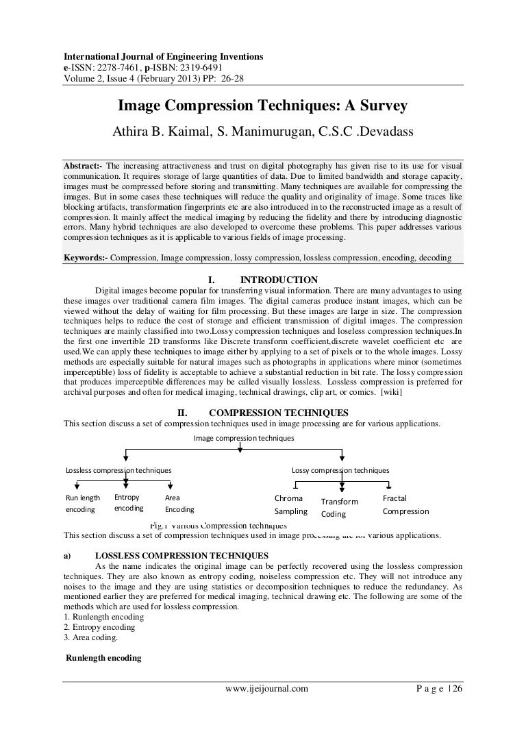 Image Compression Techniques A Survey