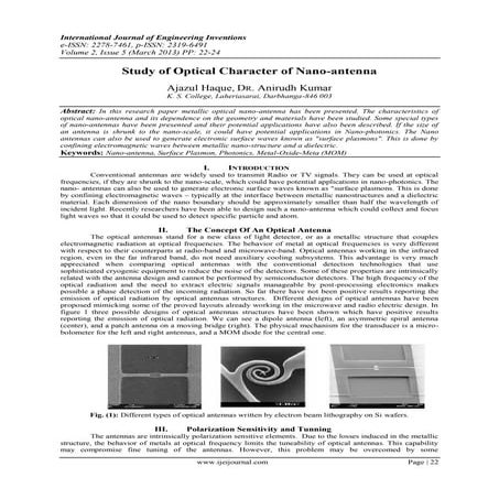 Study of Optical Character of Nano-antenna | PDF | Physics | Science