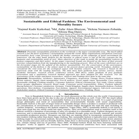 Sustainable and Ethical Fashion:The environment and morality Issues | PDF