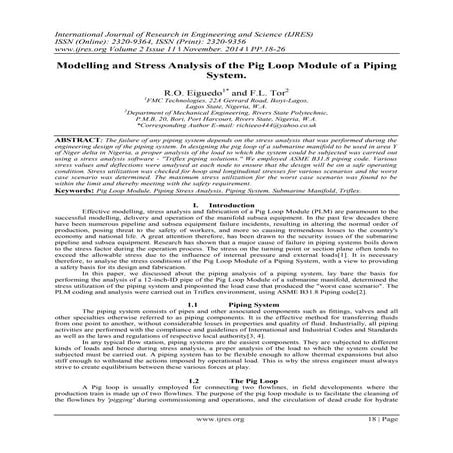 Modelling and Stress Analysis of the Pig Loop Module of a Piping System ...