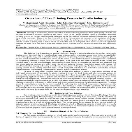 Overview of Piece Printing Process in Textile Industry | PDF