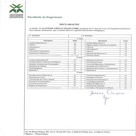 UEM DEMA DRA-DECLARAÇÃO DE NOTAS | PDF