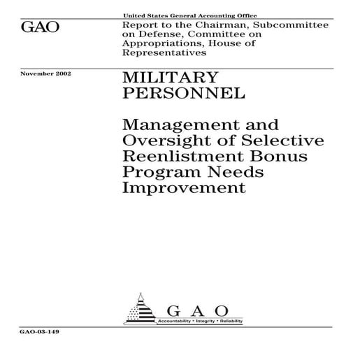 GAO-03-149 Military Personnel Management and Oversight of Selective ...