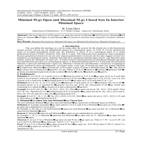 Minimal M-gs Open and Maximal M-gs Closed Sets In Interior Minimal Space | PDF | Physics | Science