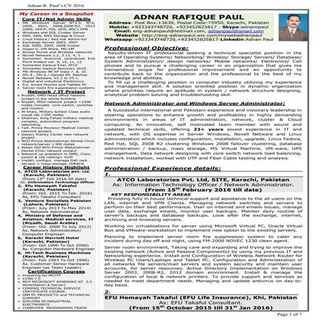 Adnan R Paul CV 2016 | PDF