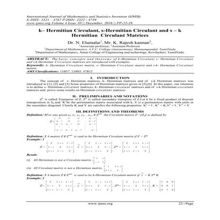 k– Hermitian Circulant, s-Hermitian Circulant and s – k Hermitian ...