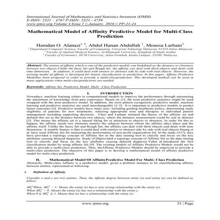 Mathematical Model of Affinity Predictive Model for Multi-Class ...