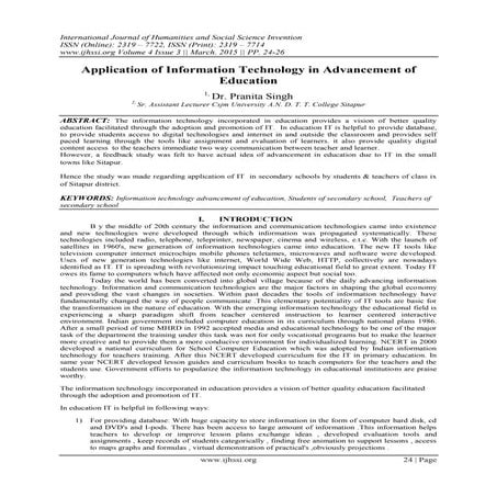 Application of Information Technology in Advancement of Education | PDF ...