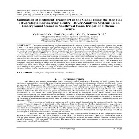 Simulation of Sediment Transport in the Canal Using the Hec-Ras ...