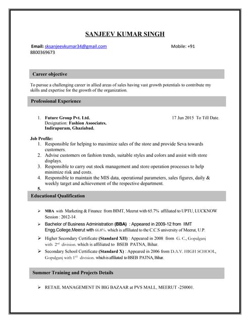 Resume MIMO | DOC | Vocational Training | Careers