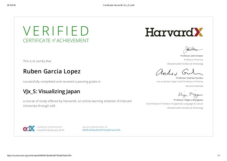 Certificado HarvardX VJx S EdX certificado-harvardx-vjx-s-edx