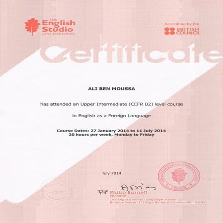 Certificate of English | PDF