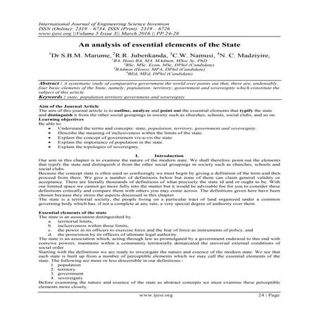 An analysis of essential elements of the State | PDF
