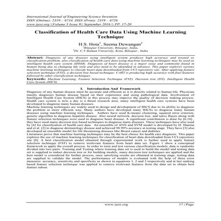 Classification of Health Care Data Using Machine Learning Technique | PDF