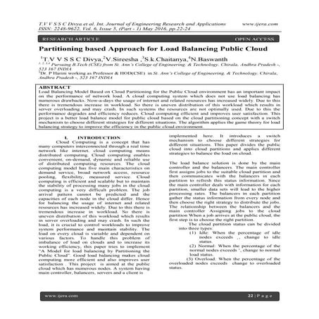 Partitioning Based Approach For Load Balancing Public Cloud Pdf 