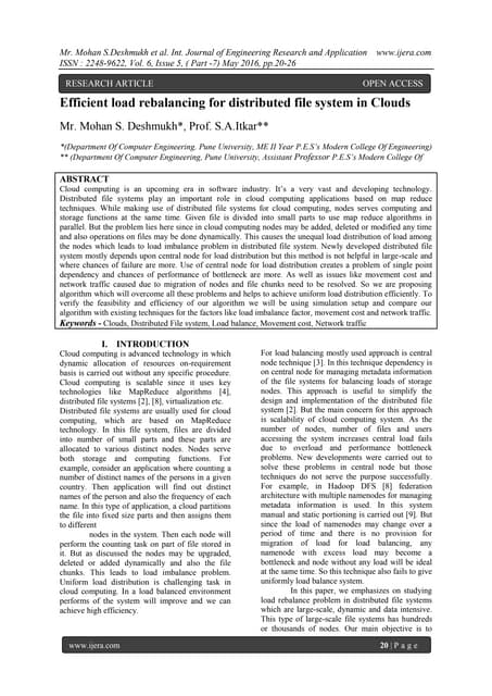 Efficient load rebalancing for distributed file system in Clouds | PDF Efficient load rebalancing for distributed file system in Clouds | PDF