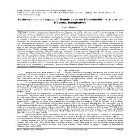 Socio-economic Impact of Remittance on Households: A Study on Khulna ...