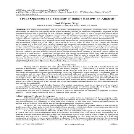 Trade Openness and Volatility of India’s Exports-an Analysis | PDF