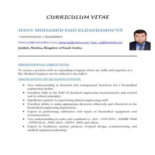 CV_Hani 2016 | PDF | Civil Engineering Industry | Industries