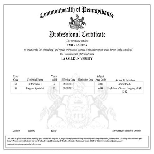 ESL Certificate K-12 | PDF